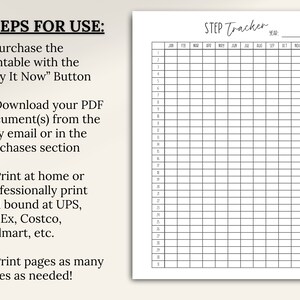 Step Tracker Printable PDF, Walking Challenge, Workout, Exercise ...