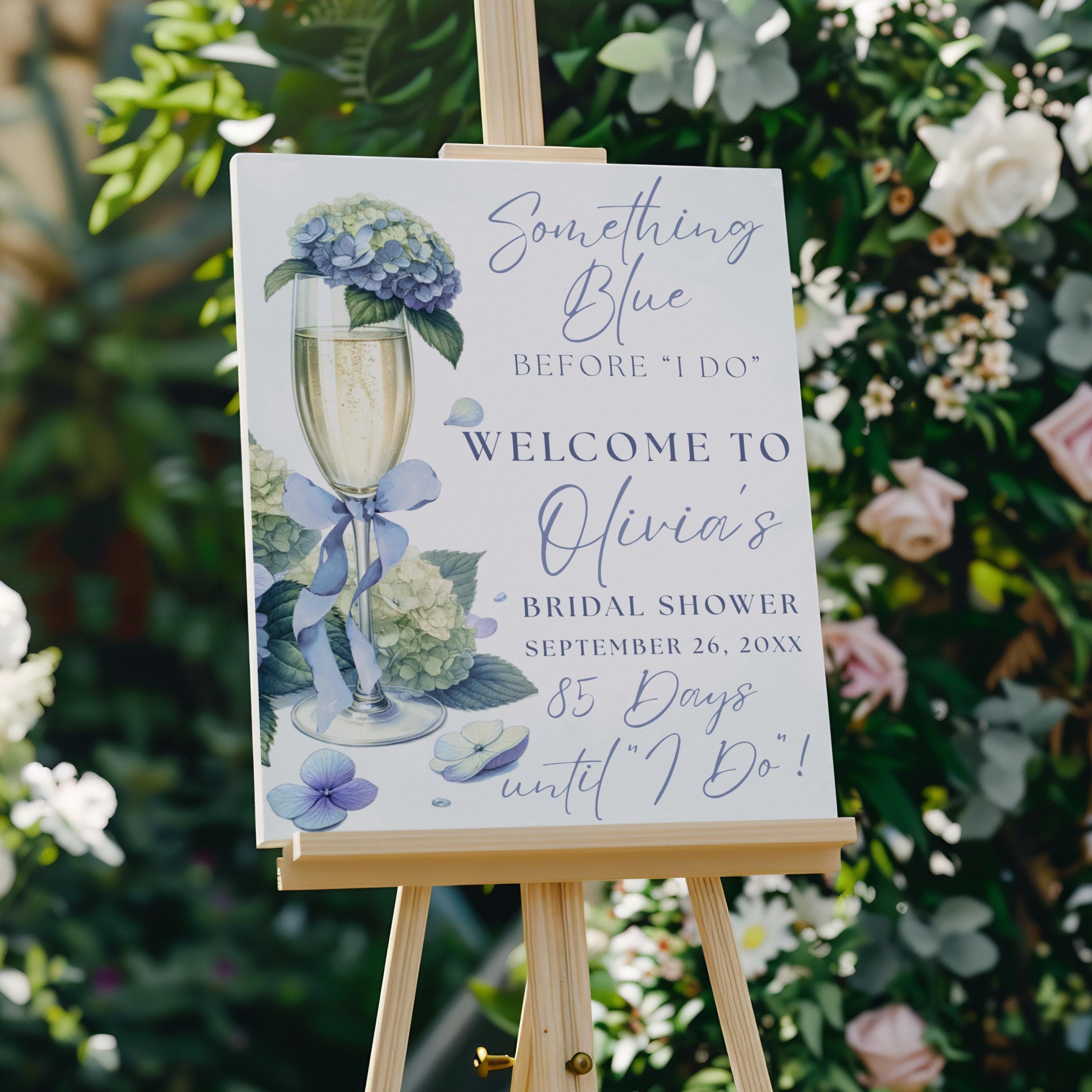 Something Blue Before I Do Bridal Shower Welcome Sign Template Floral ...