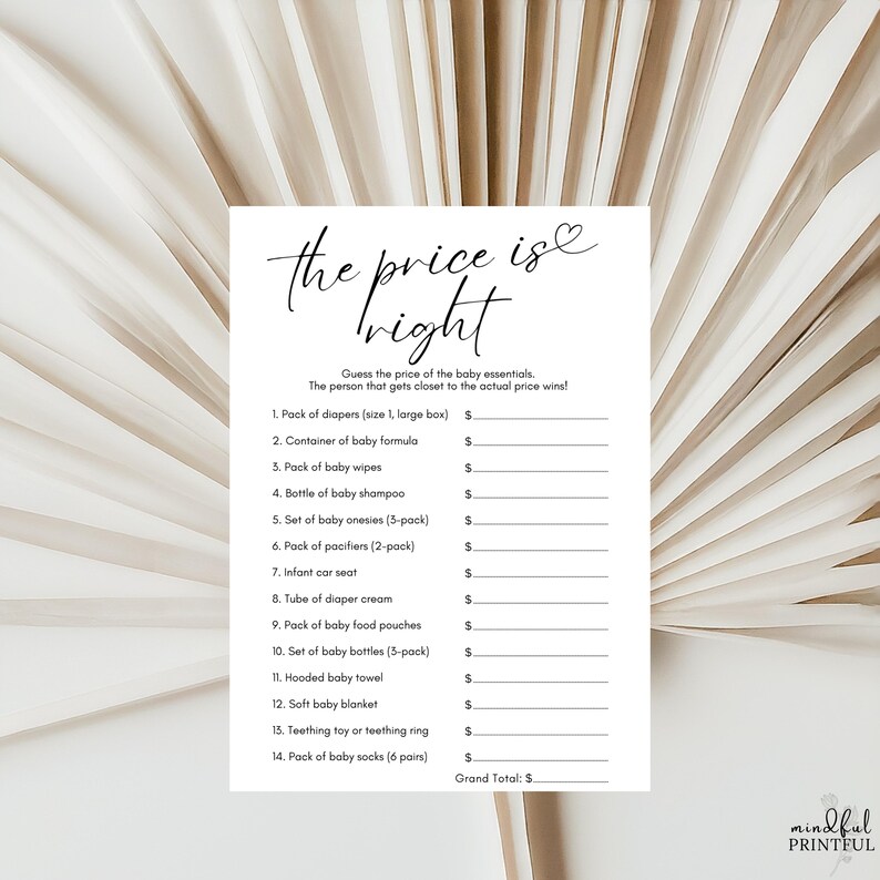 The Price is Right Baby Shower Game Printable Guess the Price Baby Game ...