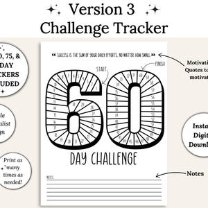 Challenge Tracker Printable Bundle Goal Coloring Tracker Daily Habit ...