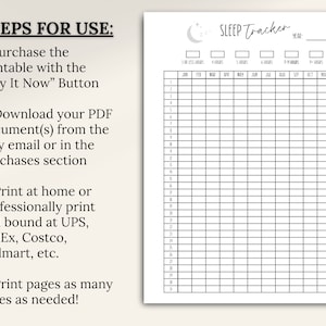 Sleep Tracker Printable, Sleep Log, Sleep Habit Tracker, Sleep Journal ...
