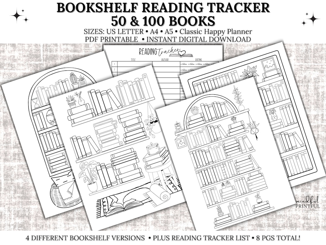 Bookshelf Reading Tracker Printable, Reading Log, Books Read Printable ...