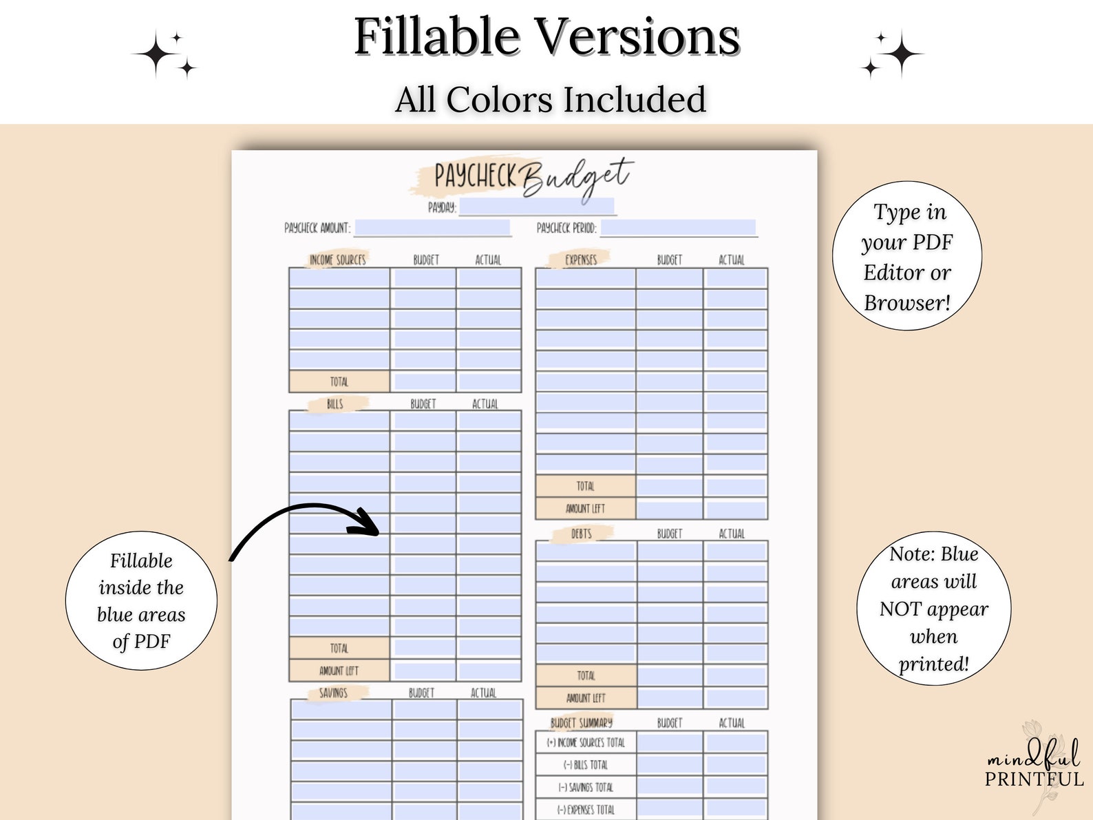 Paycheck Budget Planner Printable, Budget Templates, Budget Planner ...