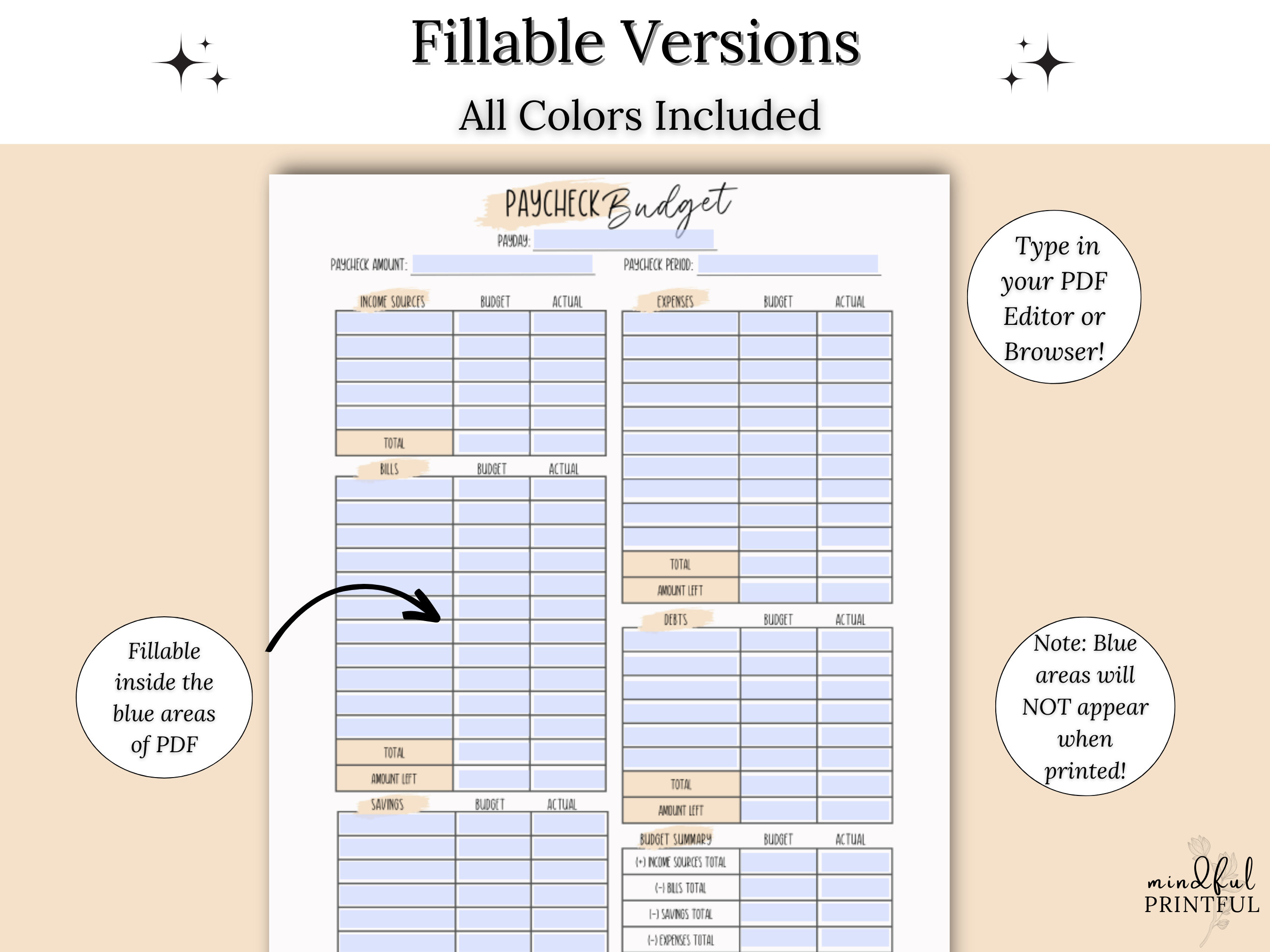 Paycheck Budget Planner Printable, Budget Templates, Budget Planner ...