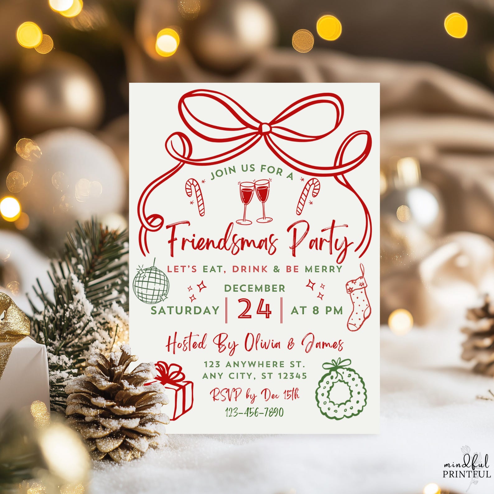 Friendsmas Christmas Party Invitation Template Editable Canva Festive ...
