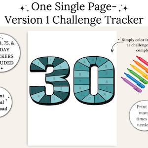 Challenge Tracker Printable Bundle Goal Coloring Tracker Daily Habit ...