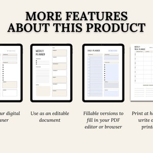 Neutral Minimalist Daily, Weekly & Monthly Planner Set + Weekly Meal ...