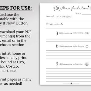 369 Manifestation Journal, Printable Manifestation Kit, 369 Method ...