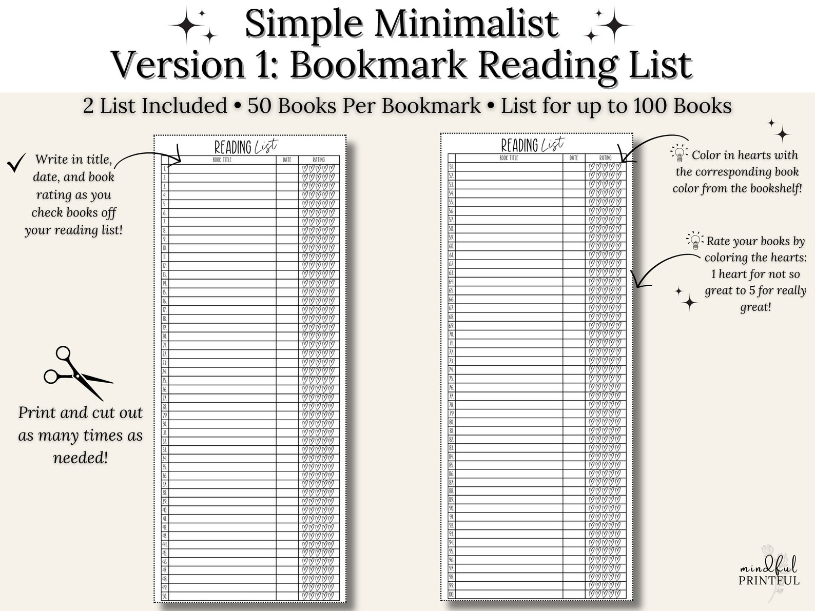 Bookshelf Bookmark, Printable Bookmarks, Reading Tracker List, Reading ...