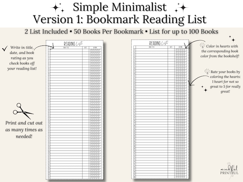 Bookshelf Bookmark, Printable Bookmarks, Reading Tracker List, Reading ...