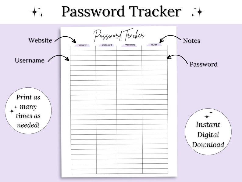 Password Tracker Bundle, Password Book, Password Journal, Website ...