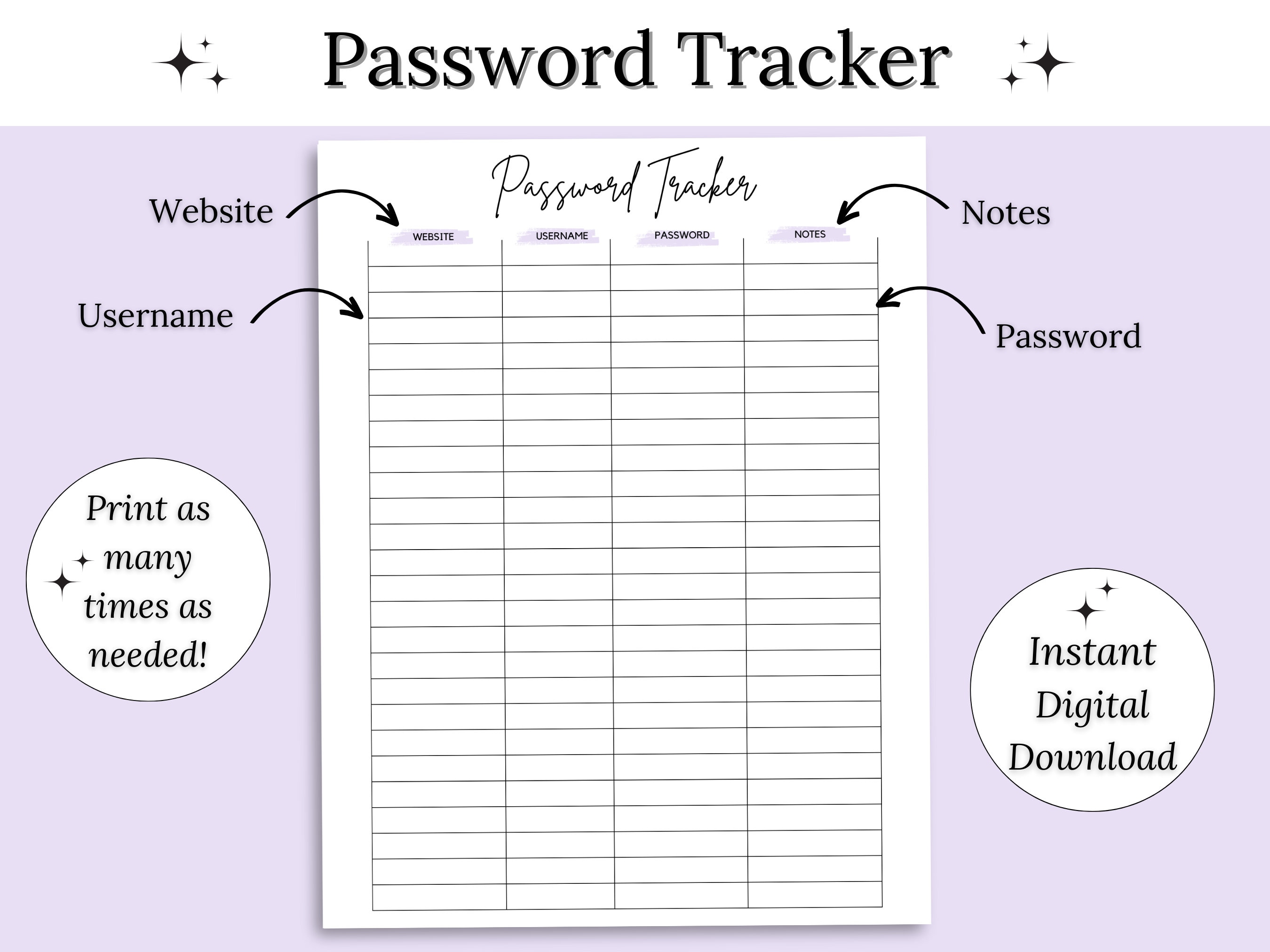 Password Tracker Bundle, Password Book, Password Journal, Website ...