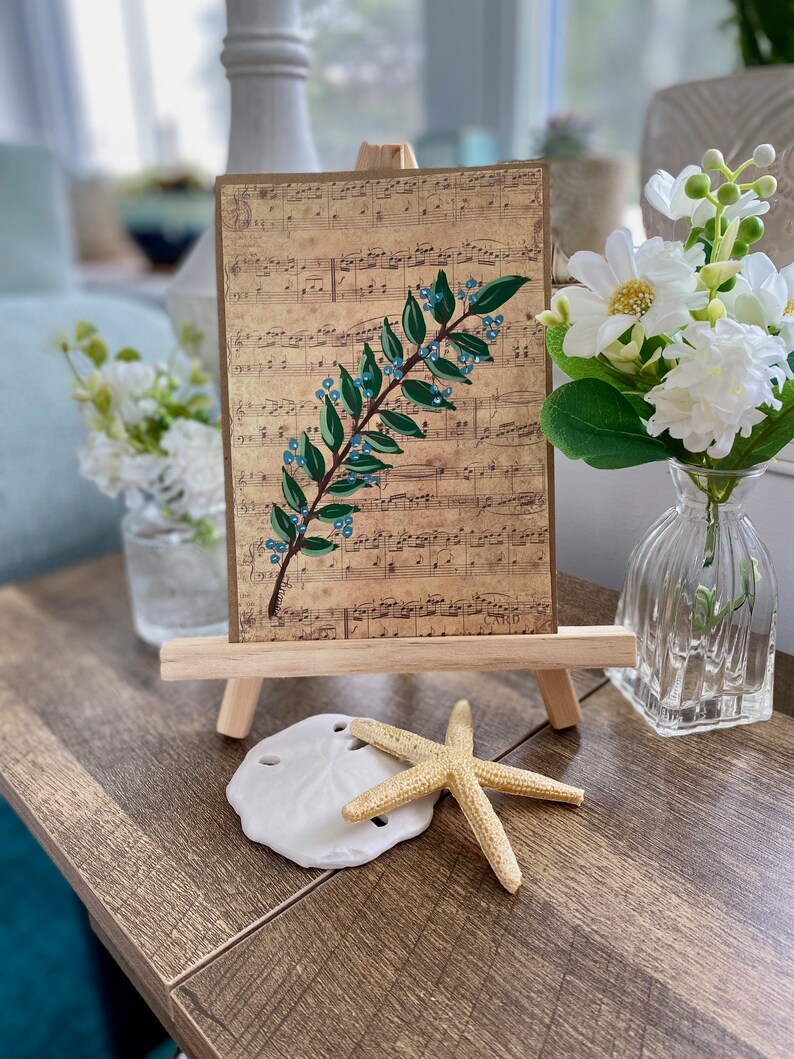 5"x7" Gouache Leaf and Berry Painting on Reproduction Vintage Paper - Etsy