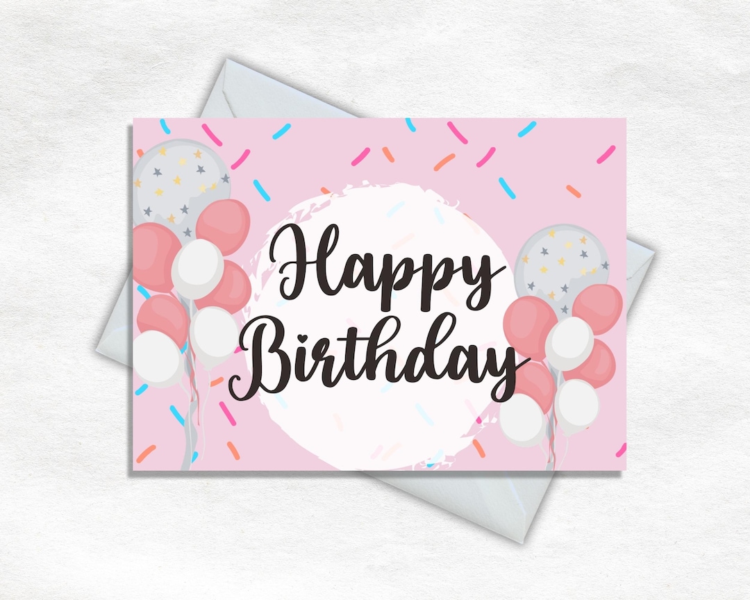 Pink Happy Birthday Greeting Card for Her - Etsy