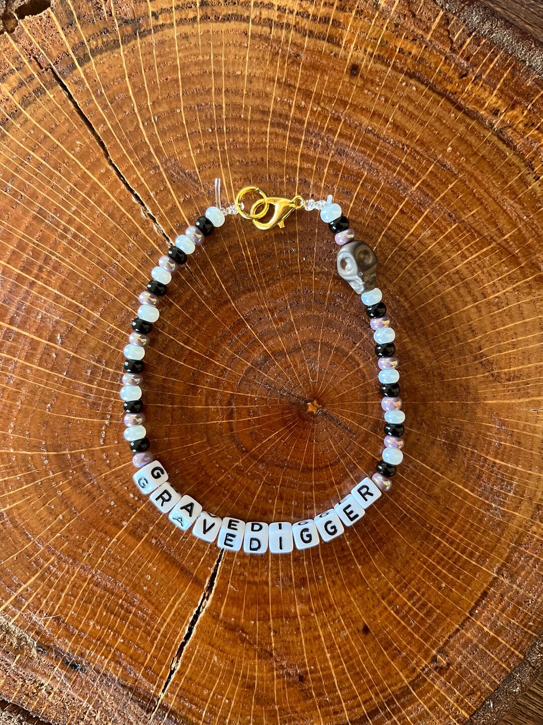 Dave Matthews Band Gravedigger Beaded Bracelet With Skull Bead - Etsy
