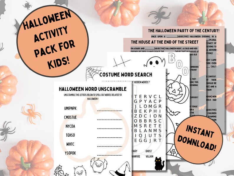 Halloween Printable Activity Sheets for Kids, Digital Download ...