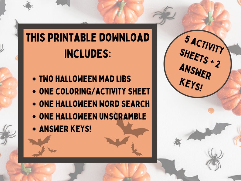 Halloween Printable Activity Sheets for Kids, Digital Download ...