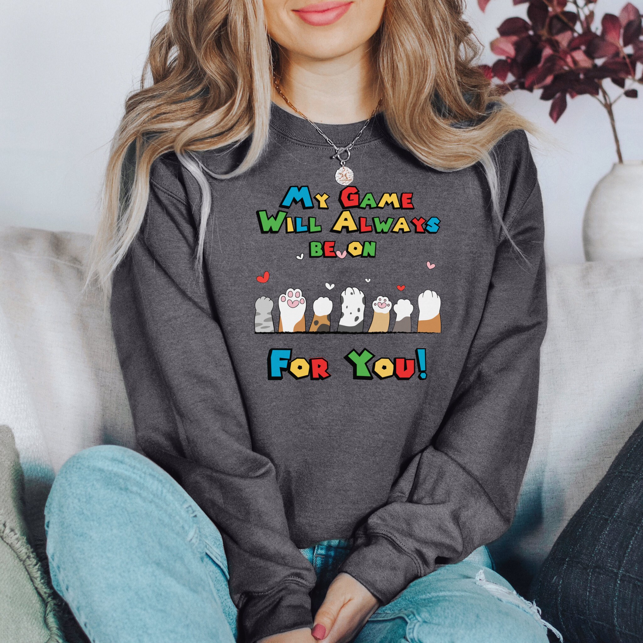 Game on Pause, Gaming Sweaters, Funny Sweatshirts, Cute Gaming Crewneck ...