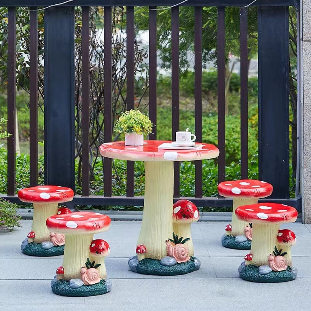 Cartoon Mushroom Table and Chairs Outdoor Resin Garden Patio - Etsy