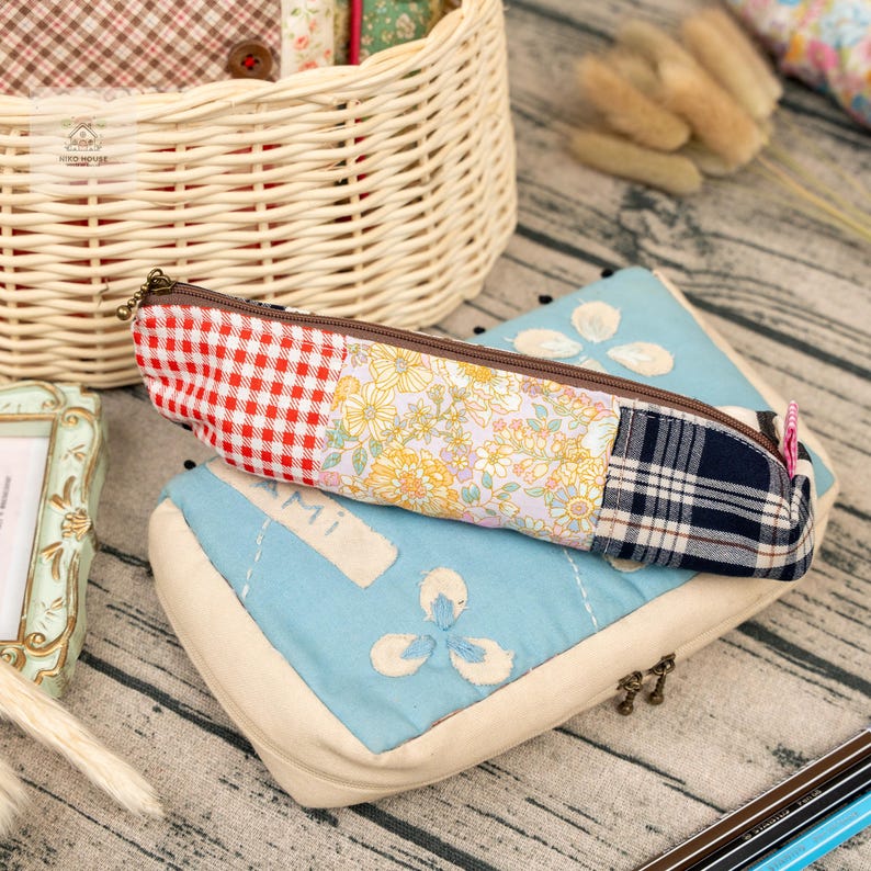 Handmade Patchwork Pencil Case | Zipper Pouch for Stationery | Gift for ...