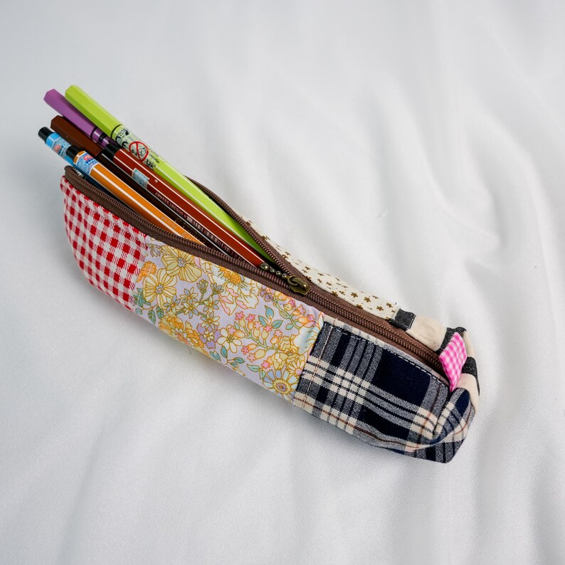 Handmade Patchwork Pencil Case | Zipper Pouch for Stationery | Gift for ...