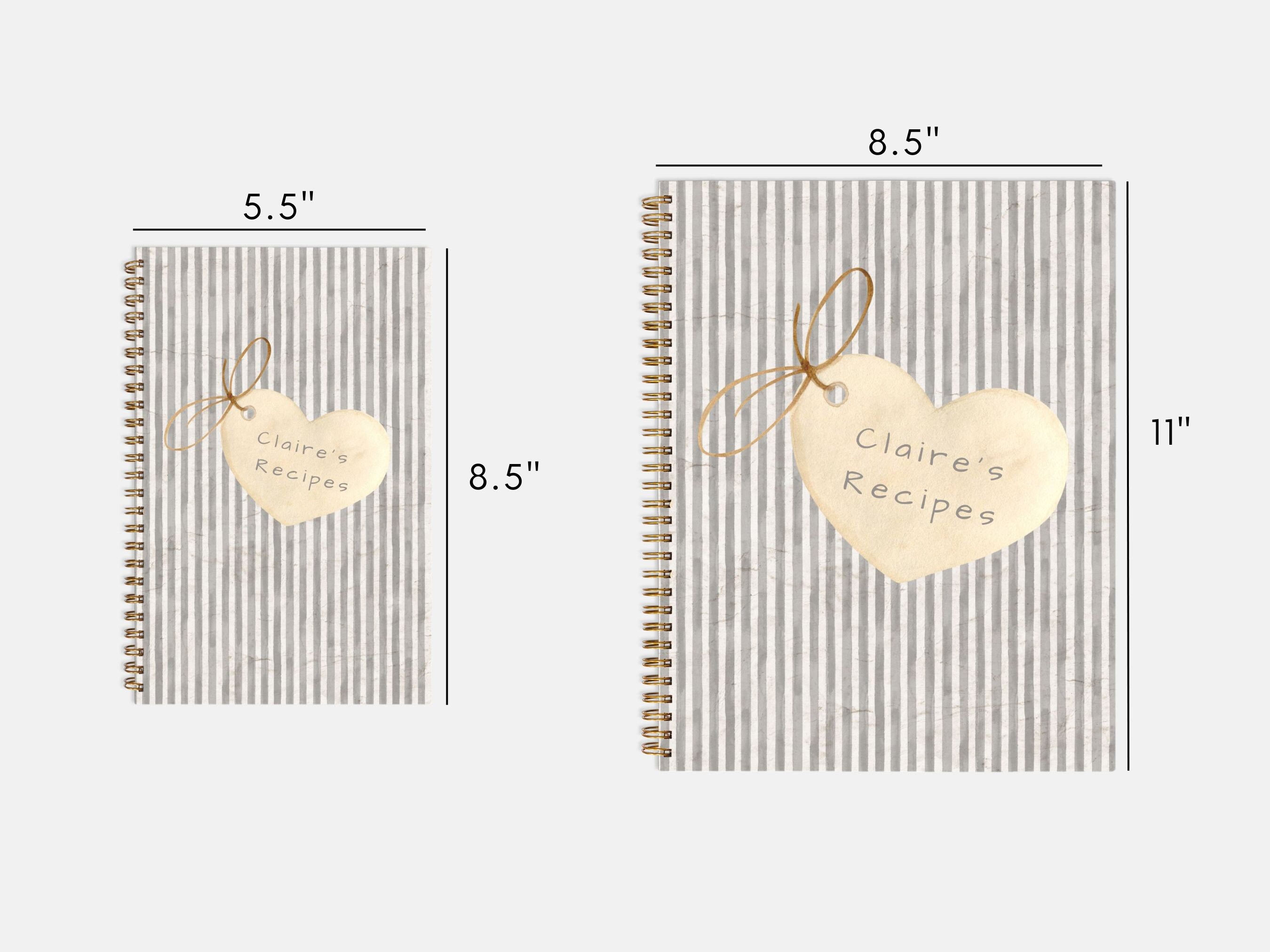 Custom Recipe Book, Farmhouse Cooking Journal, Stripes & Heart ...