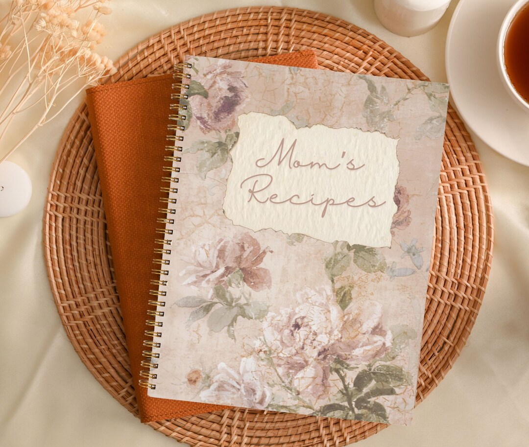 Mom's Recipebook, Custom Floral Recipe Book, Gift for Cook, Chef, Baker, Family, Blank Cookbook ...