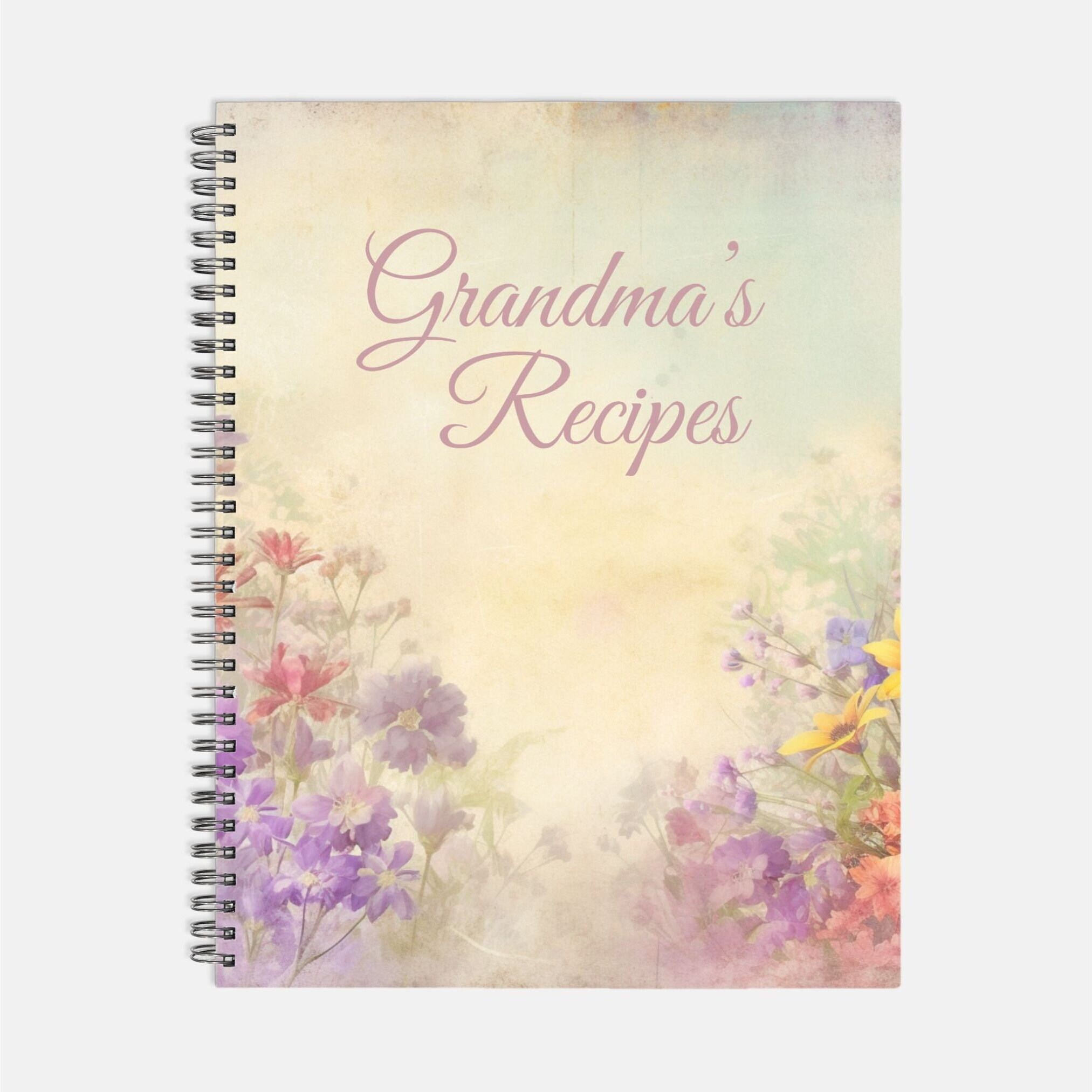 Custom Floral Recipe Book, Gift for Cook, Chef, Baker, Family, Blank ...