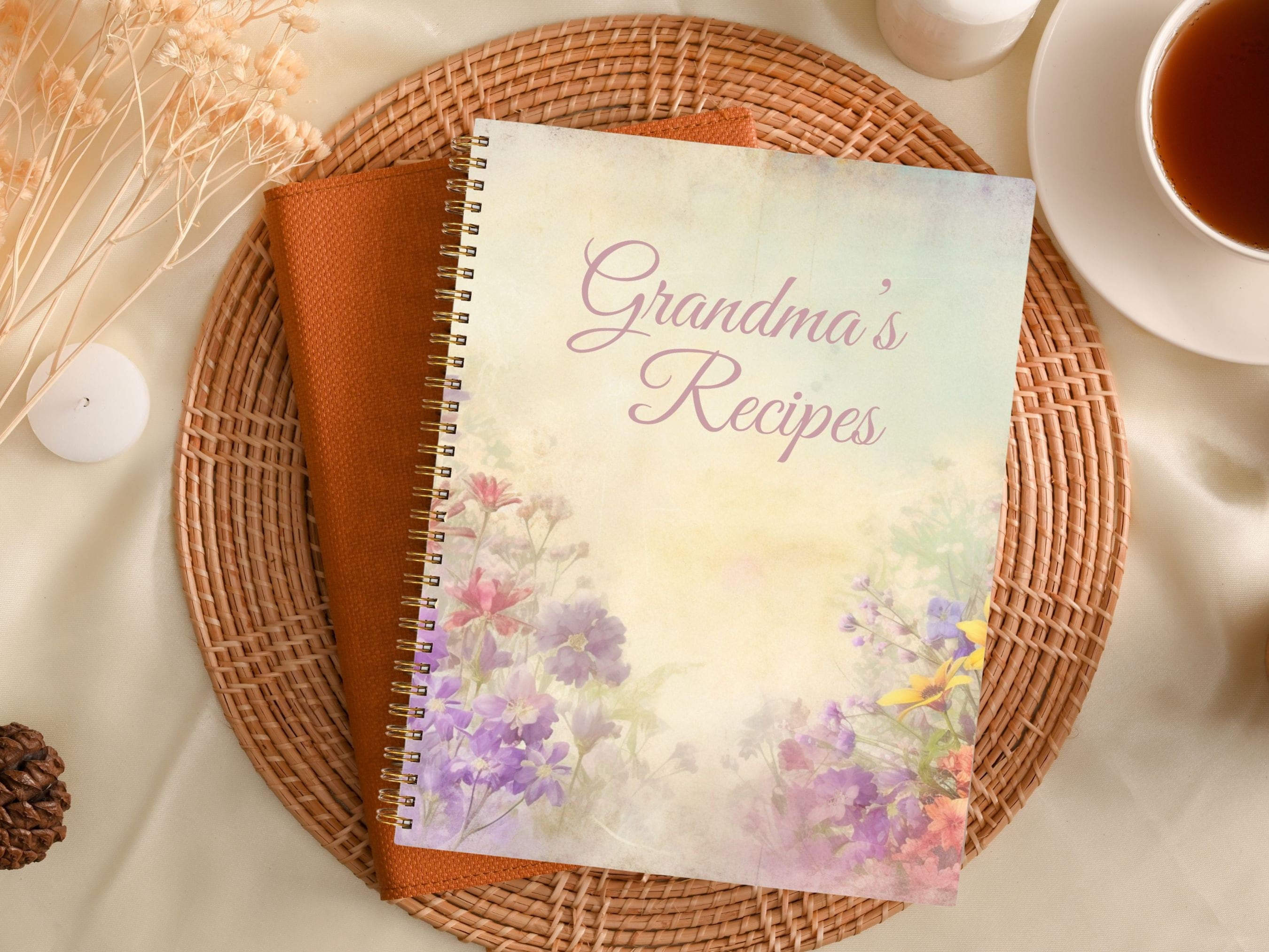 Custom Floral Recipe Book, Gift for Cook, Chef, Baker, Family, Blank ...