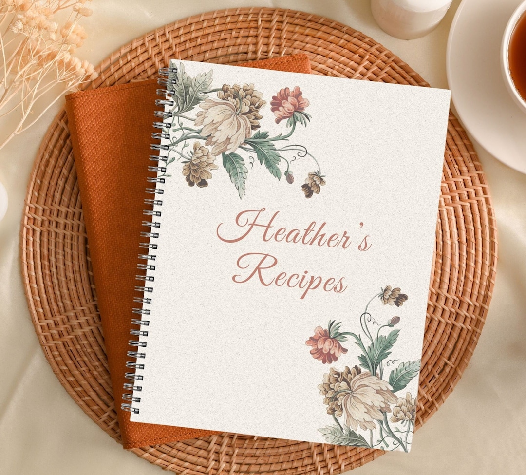 Custom Floral Recipe Book, Personalized Name Gift for Cook, Chef, Baker ...