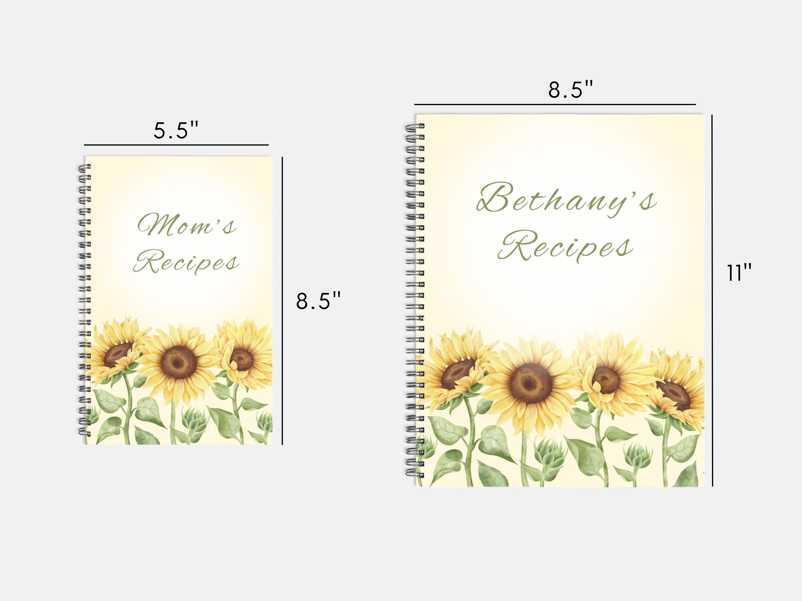 Custom Sunflower Recipe Book , Personalized Gift for Cook, Chef, Baker ...