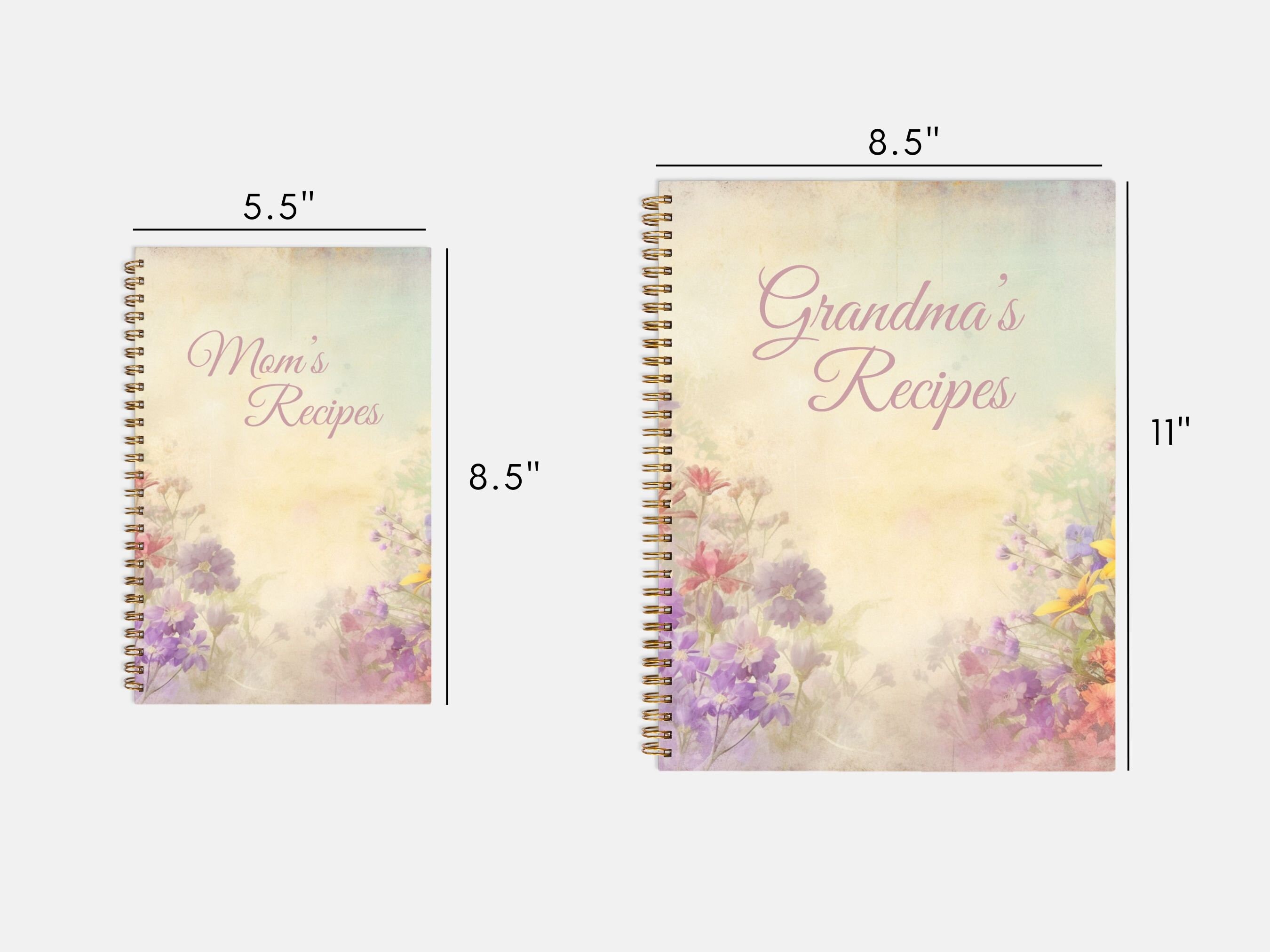 Custom Floral Recipe Book, Gift for Cook, Chef, Baker, Family, Blank ...