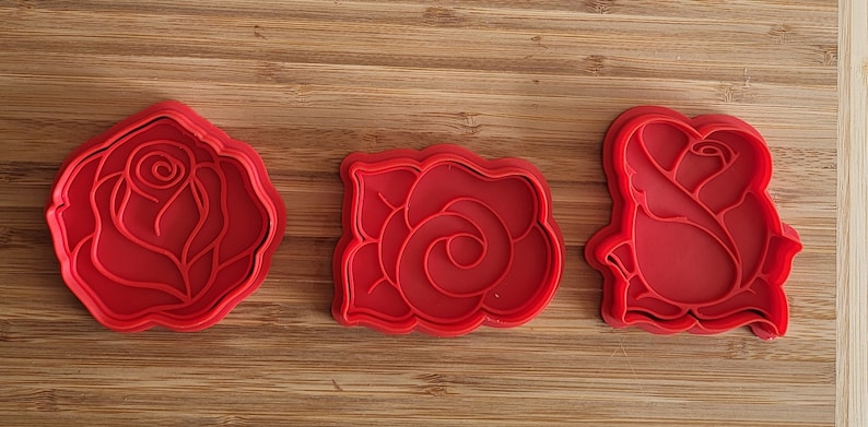 Rose Flower Shaped Cookie Cutter Set of 3 With Stamps - Grey Color - Etsy