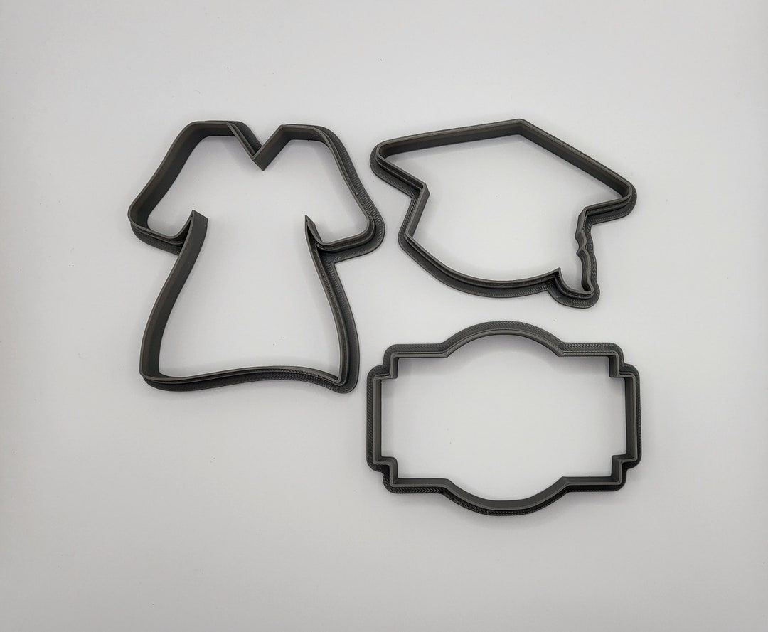 Graduation Cookie Cutters Set of 3 (graduation Cap, Gown and Blank ...