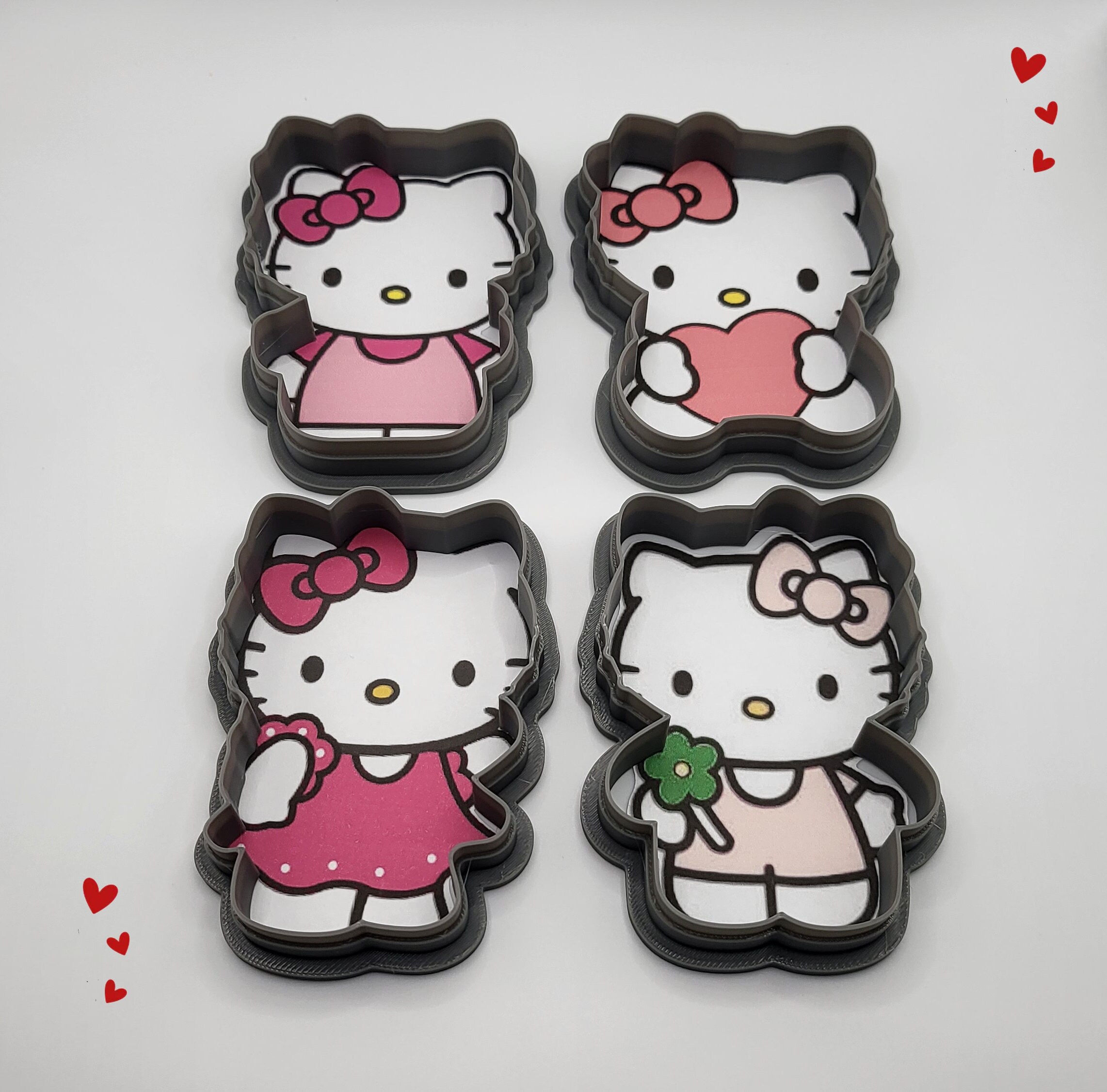 Kitty Cookie Cutters (holding Heart, Flower, and in a Dress) | Baking ...