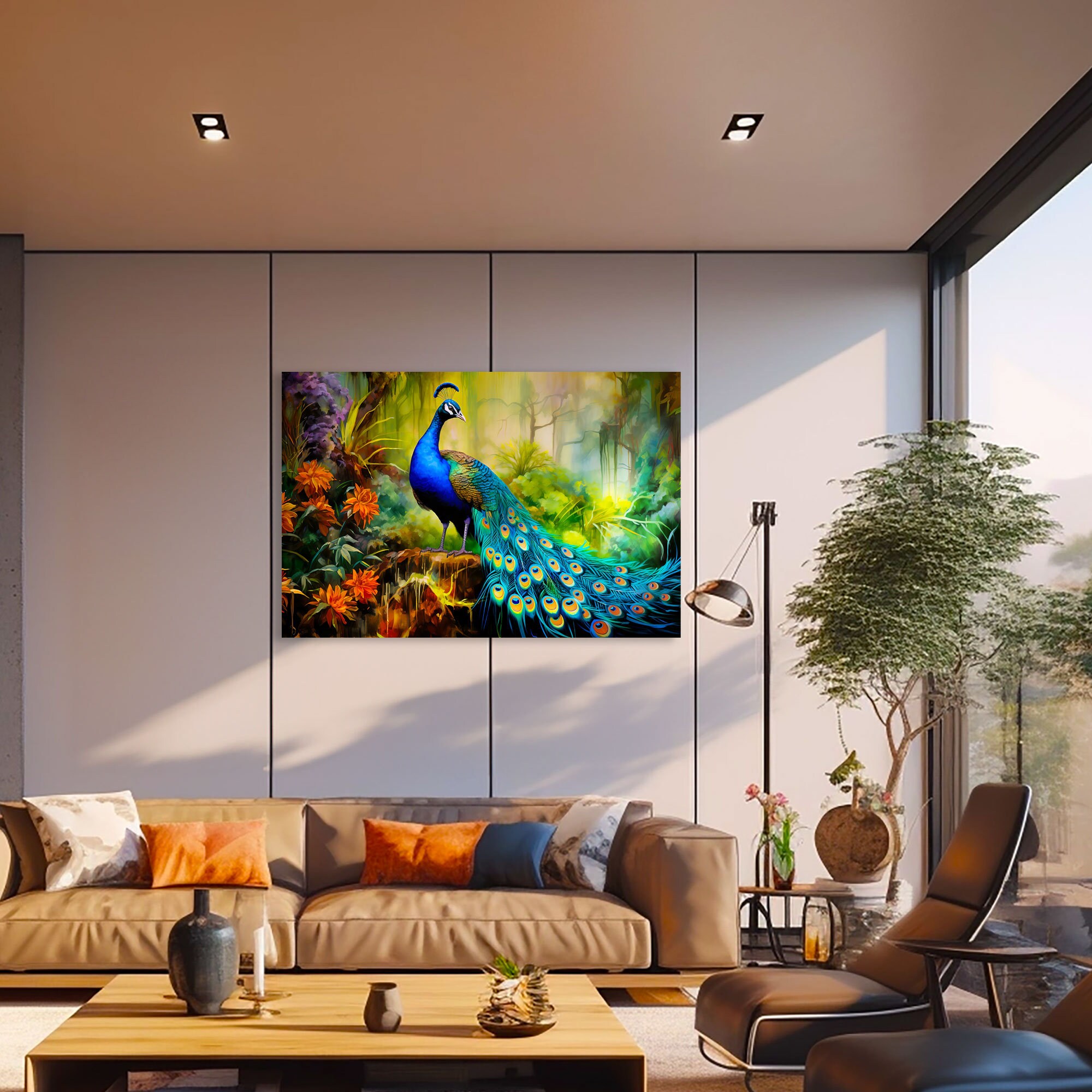 Colorful Peacock Wall Art Canvas Ready to Hang Wall Art for Home and ...