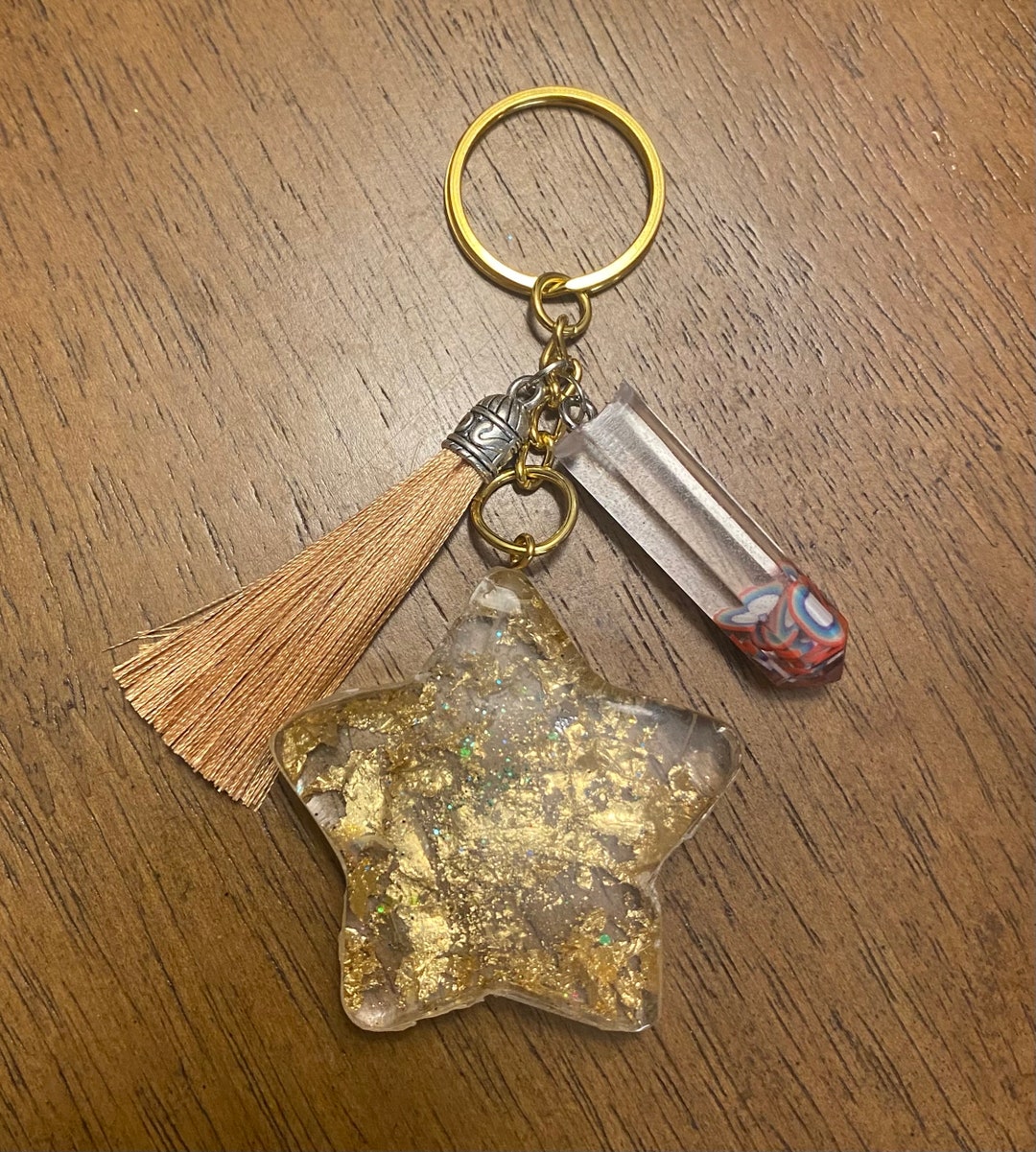 Star With Gold Foil Keychain - Etsy