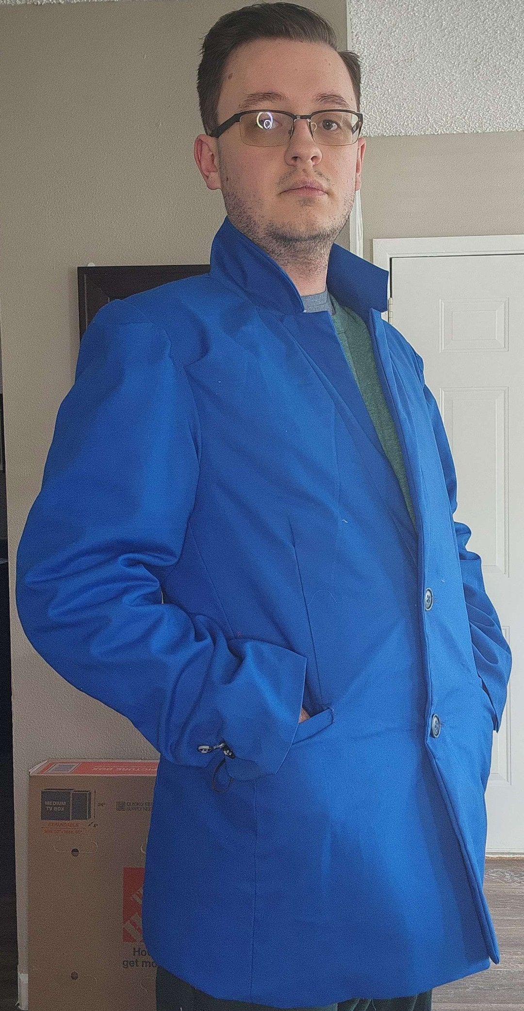 Elegant Cerberus Jacket: Blue & Gold, Size 40 - Etsy