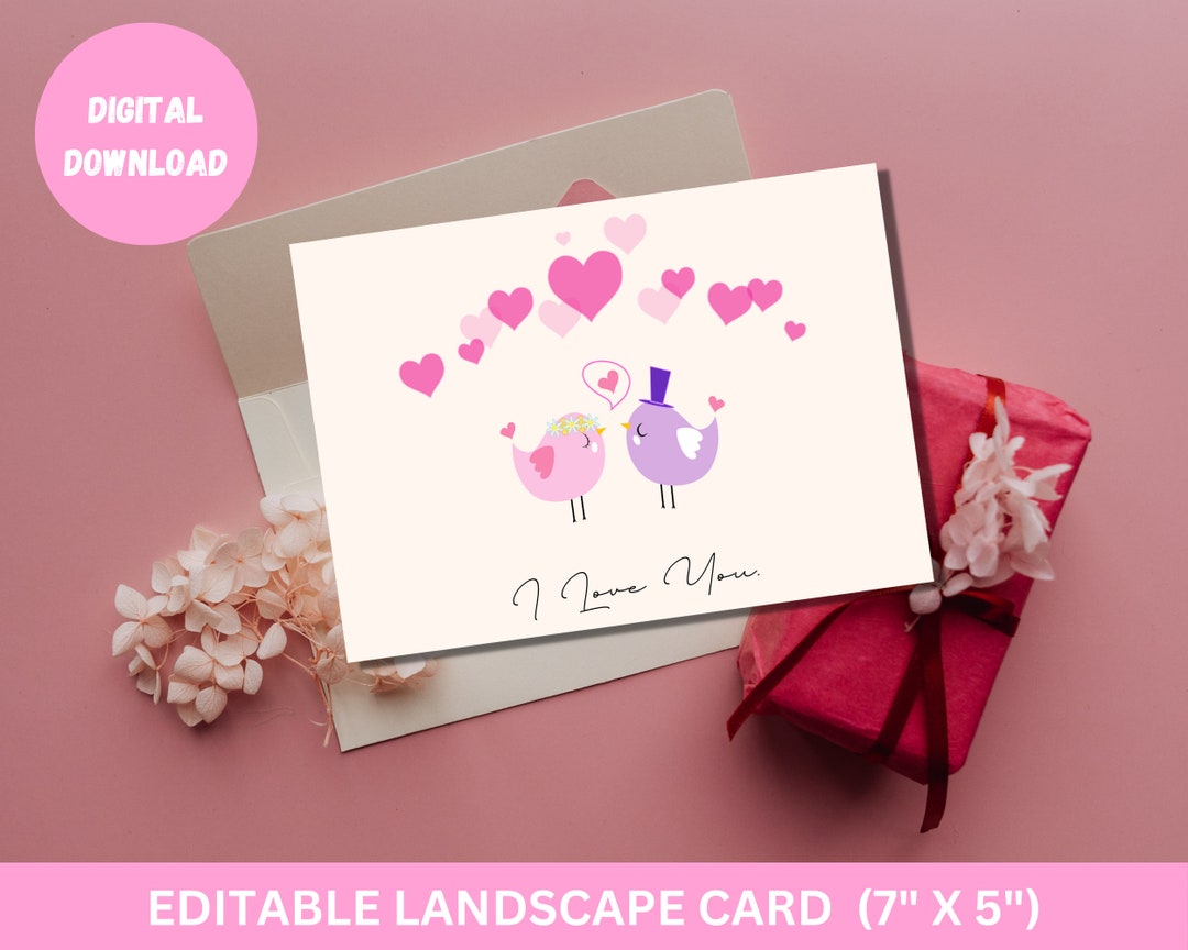 Printable Valentines Day Card Editable Canva Template Anniversary Card ...