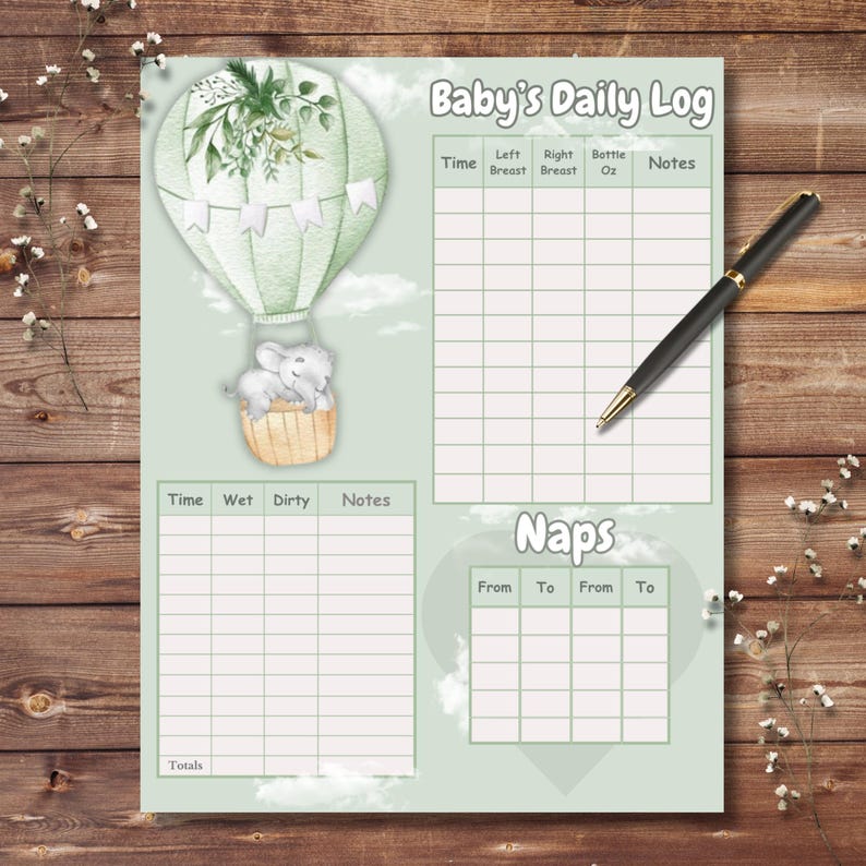 Printable Breastfeeding Log and Diaper, Nap Log | Newborn Tracker PDF ...
