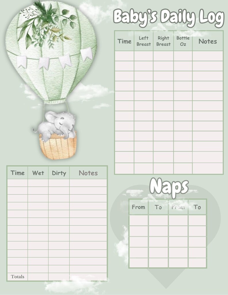 Printable Breastfeeding Log and Diaper, Nap Log | Newborn Tracker PDF ...
