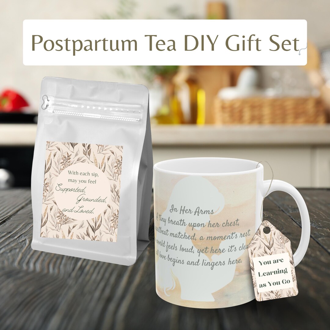 Postpartum Tea Gift Set – Watercolor Poem Mug With Printable Tea Bag ...