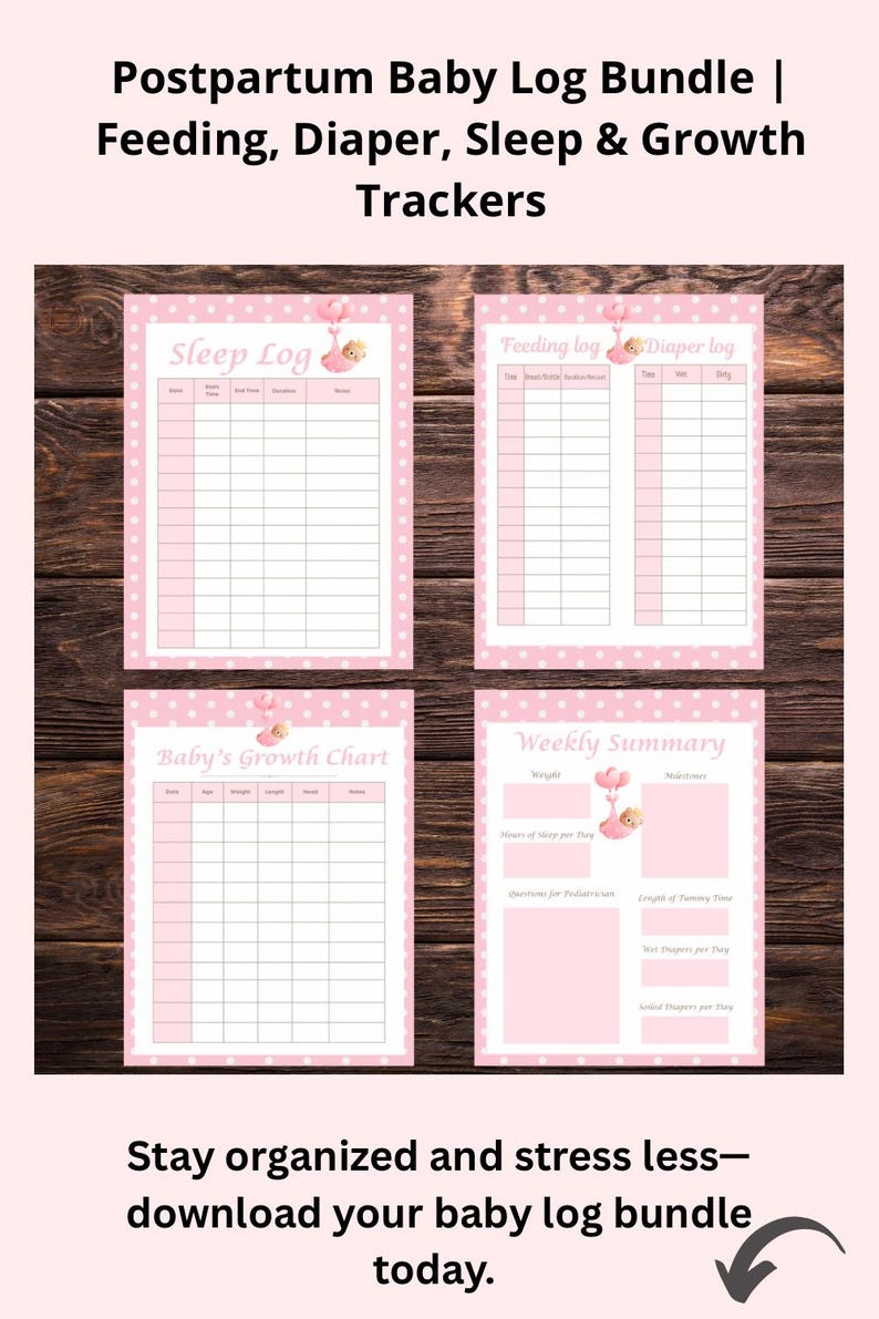 Breastfeeding Log, Feeding, Diaper, Sleep Tracker Bundle I Growth Chart ...