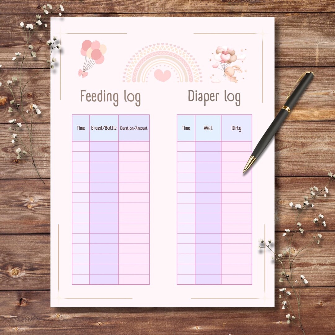 Printable Breastfeeding Log and Diaper Tracker Sheet - Etsy