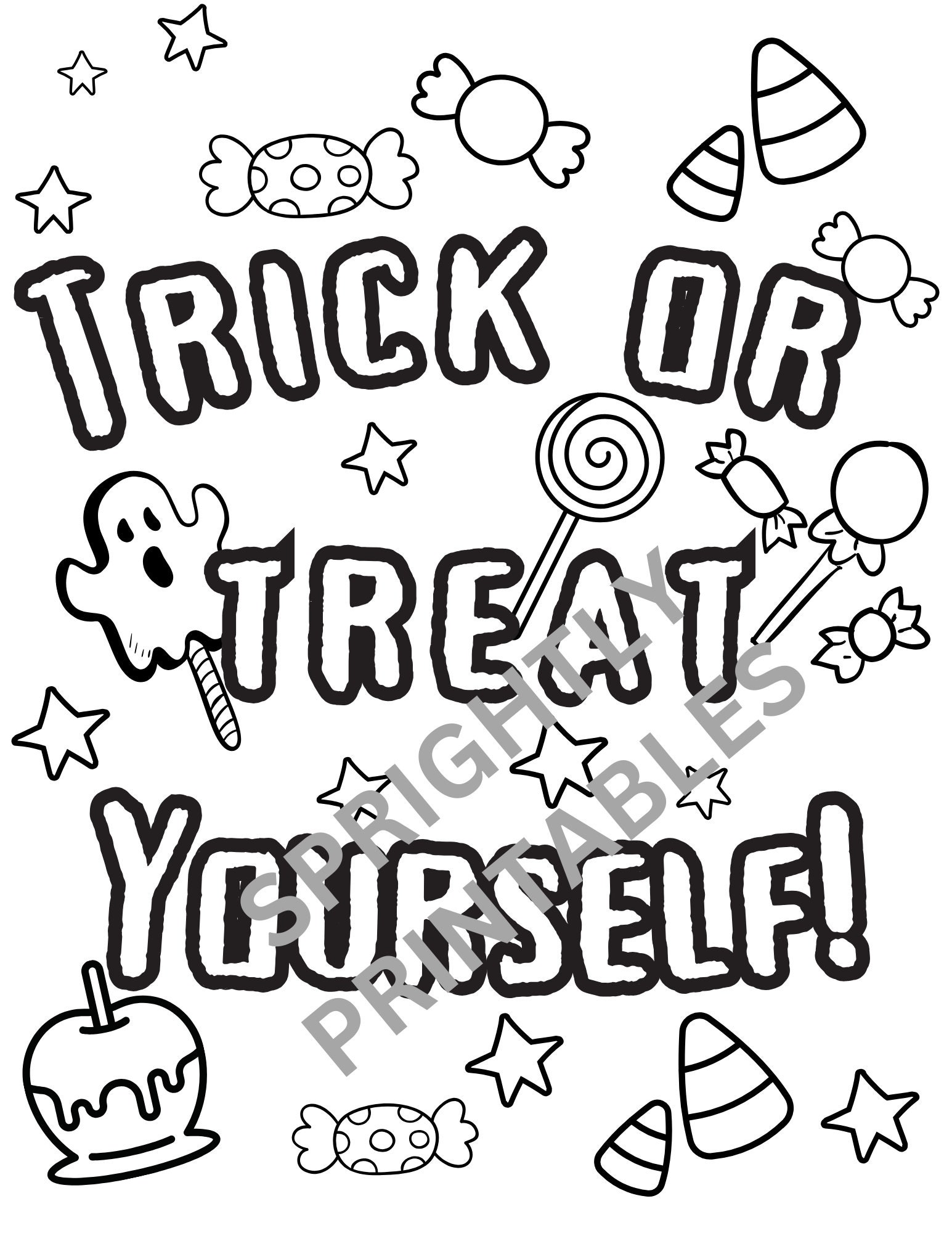 Printable Halloween Coloring Page Bundle - Etsy