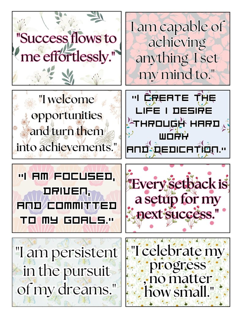 189+ Positive Affirmations Clip Art – Vision Board Cards & Quotes, PDF ...