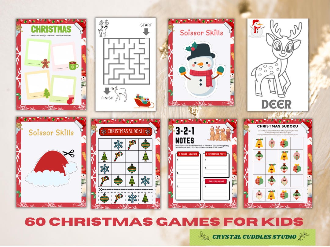 60 Fun Holiday Games for Kids|christmas Activity Pack|printable Puzzles ...