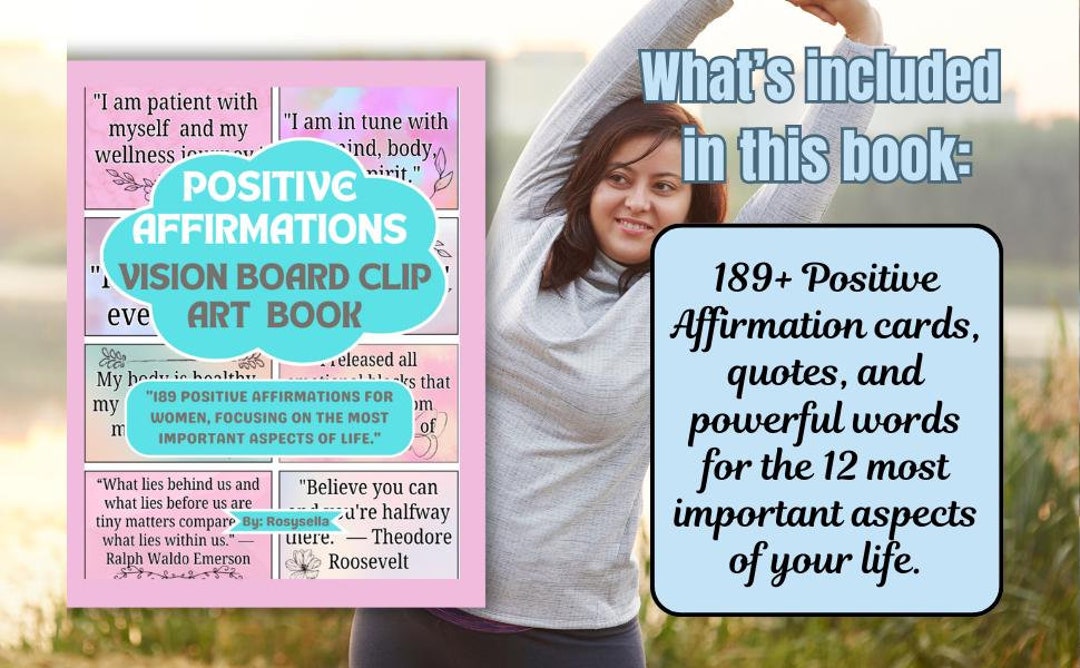 189+ Positive Affirmations Clip Art – Vision Board Cards & Quotes, PDF ...