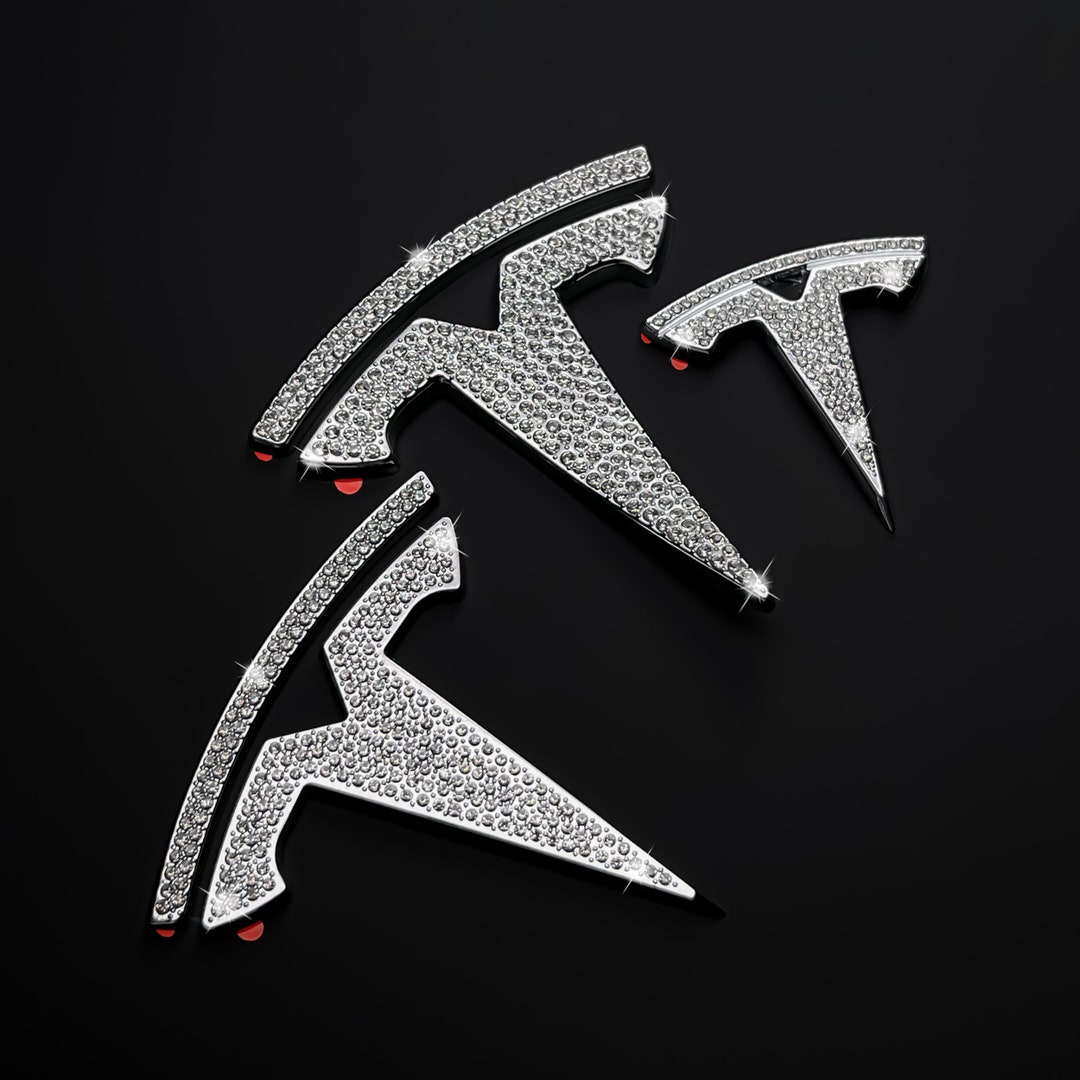 Bling Diamond Tesla Logo Emblem Overlay Cover for Y/3 (trunk + Frunk ...