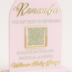 Personalized QR Code Acrylic Sign for Photo Sharing, Freestanding Party ...